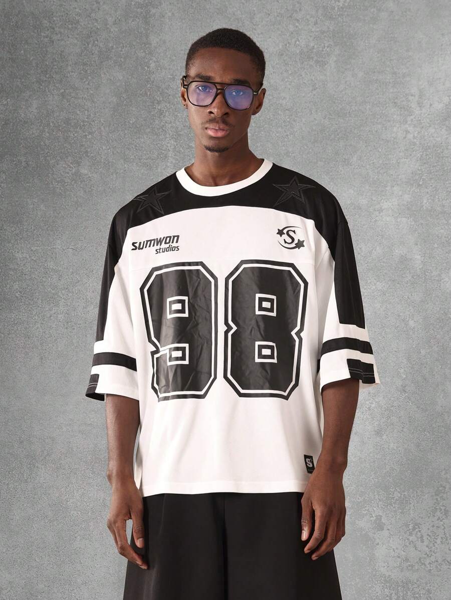 SUMWON Studios Varsity Jersey T-Shirt Athletic Oversized Premium Sport ...