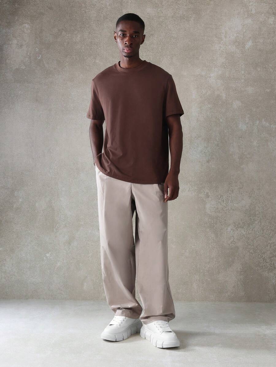 SUMWON Wide Leg Nylon Tailoring Pants With Pleats | SHEIN UK