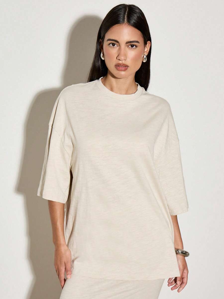 AiiRZ Essentials Oversized T-Shirt And Maxi Skirt Set | SHEIN UK