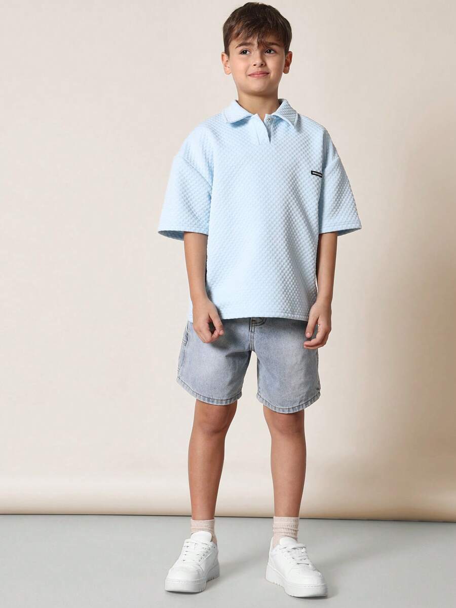 SUMWON Polo Texturizado Confortável para Meninos Pré-adolescentes ...