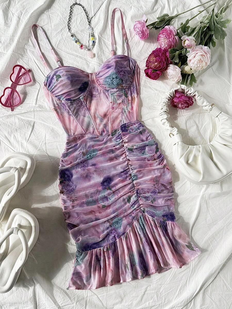 Soleia Vacation Sexy Retro Mesh Rose Floral Bra Cup Style Knitted ...