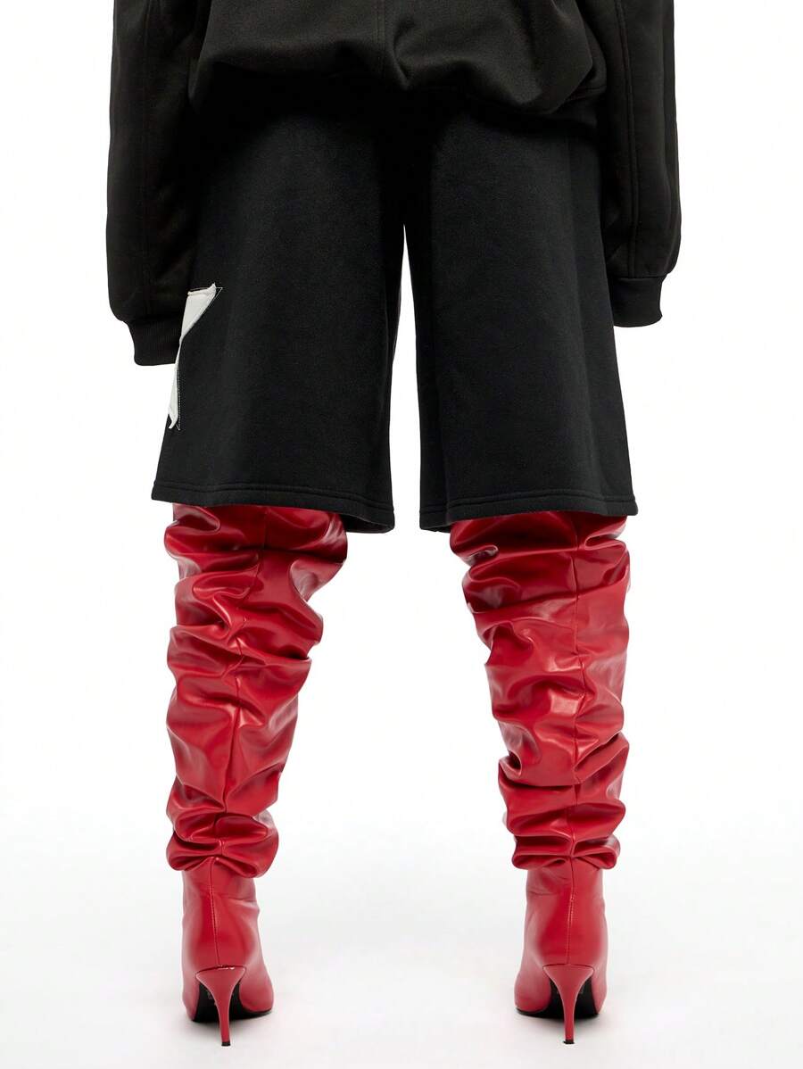 SUMWON WOMEN Elasticated Waist Applique Detail Jorts | SHEIN USA