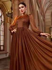 Modelyn Vestido elegante de mujer, mangas largas tipo farol ...