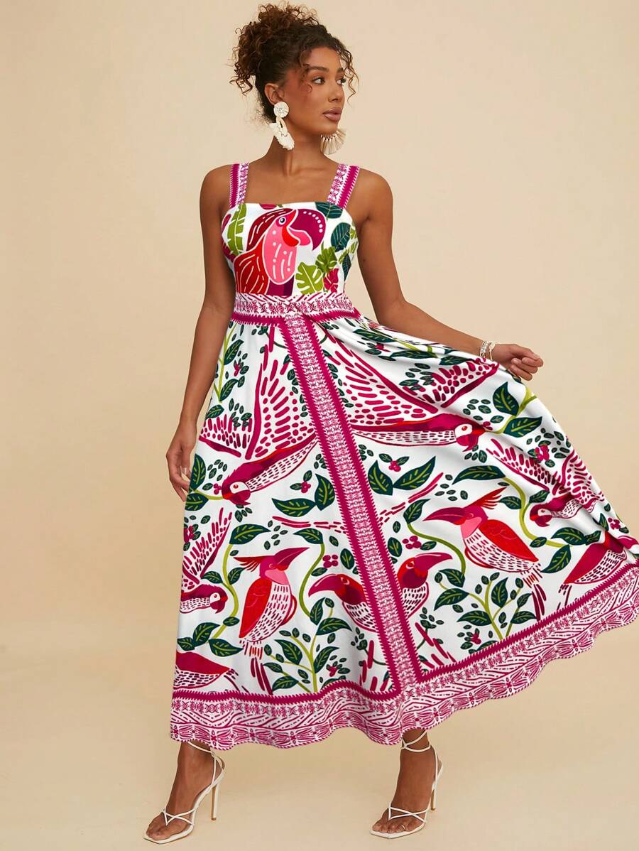 Travachic Women's Flower Printed Long Dress,Midi Women Dresses, Women ...