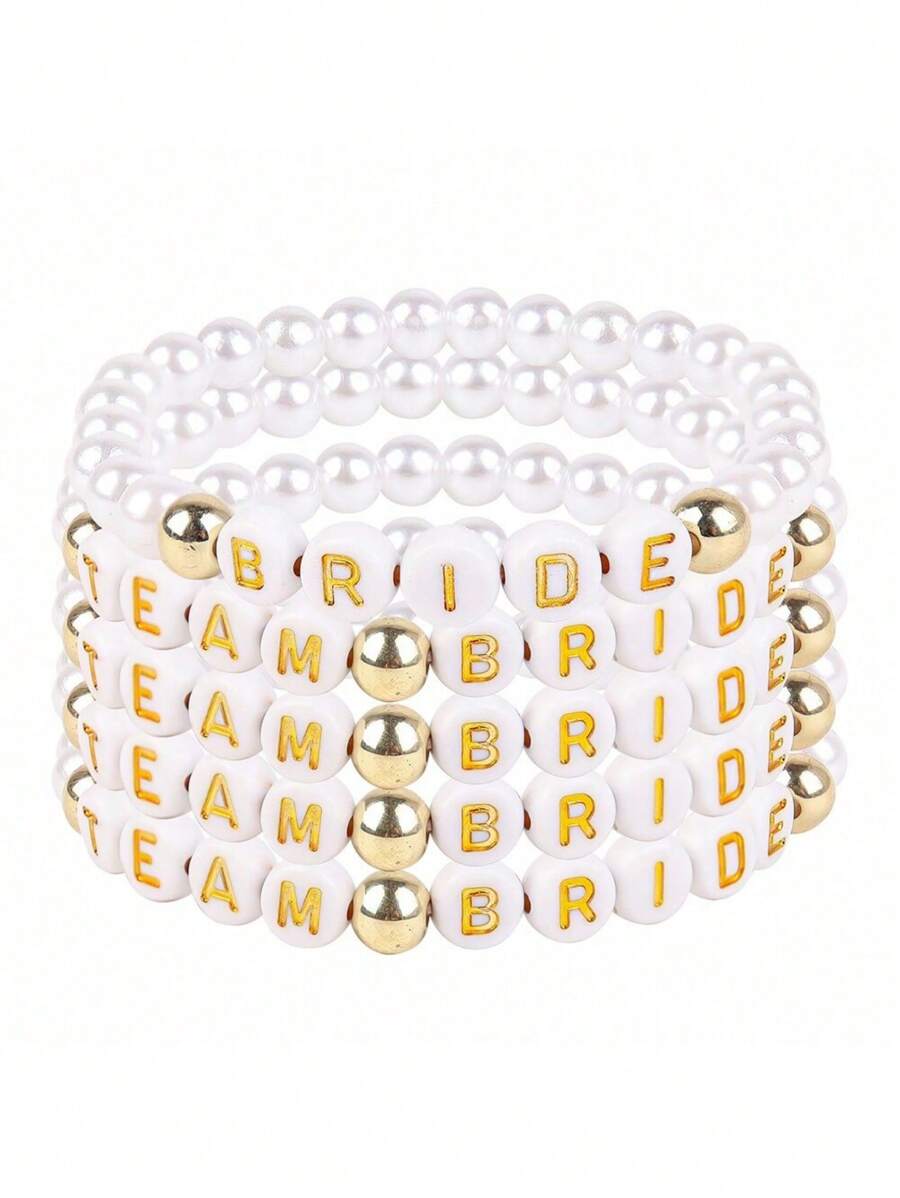 SHEIN 1pc BRIDE & 4pcs TEAMBRIDE Bracelets For Wedding Bachelorette ...