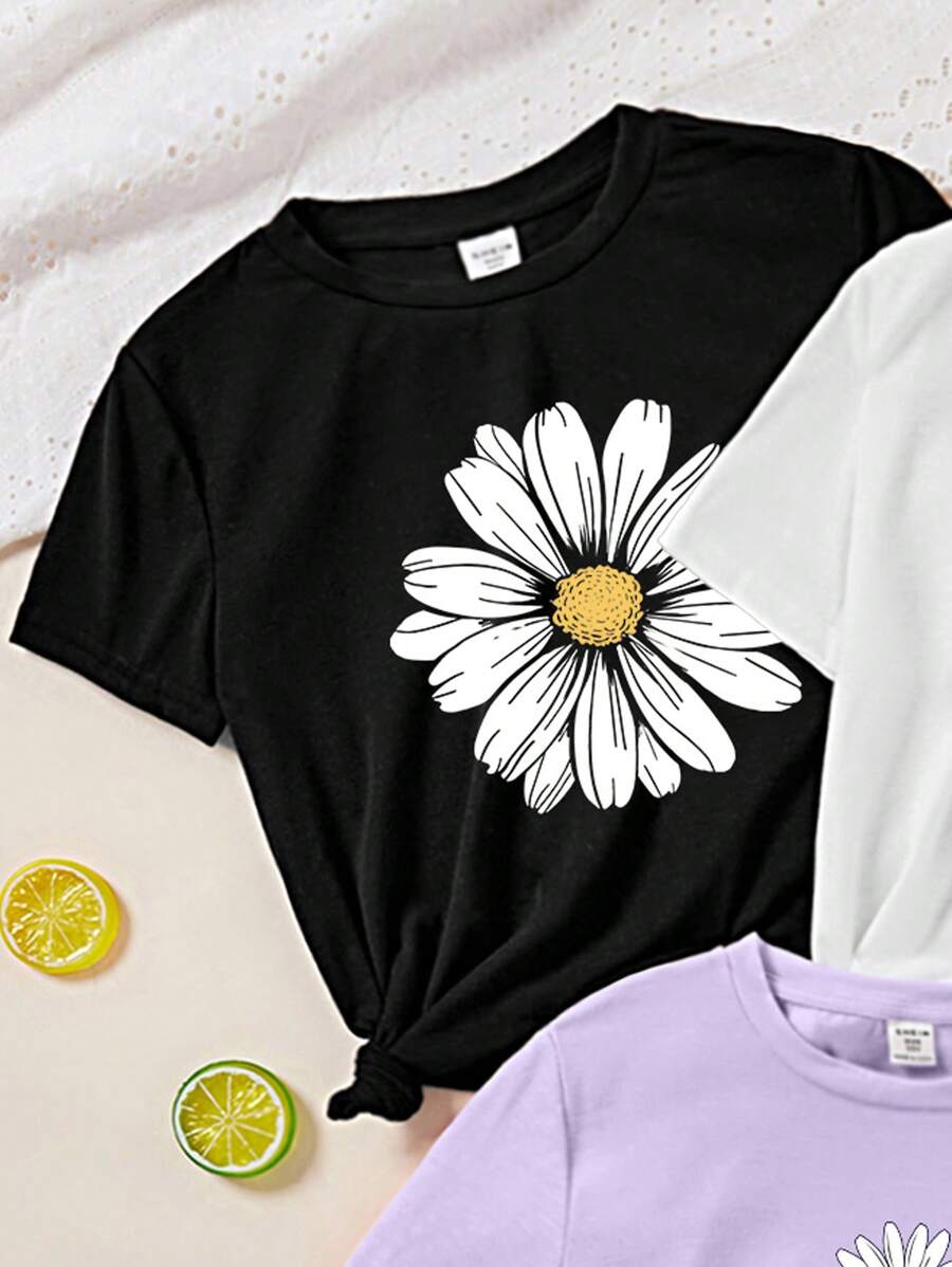 Tween Girls Casual Cartoon Graphic Multiple T-Shirts, Suitable For ...