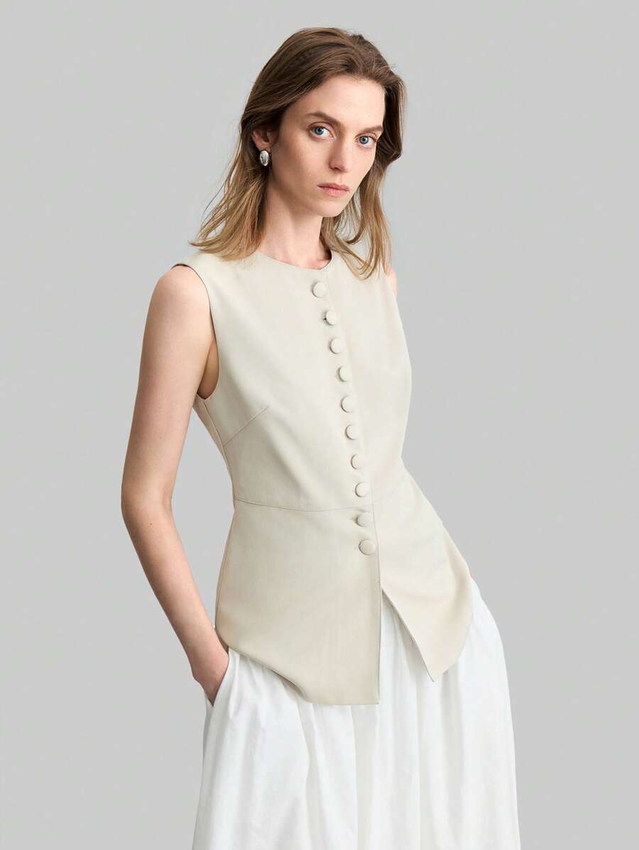 Ontre 2025 Spring/Summer Women Casual Commute Solid Color Sleeveless Blazer Jacket,Elegant ...