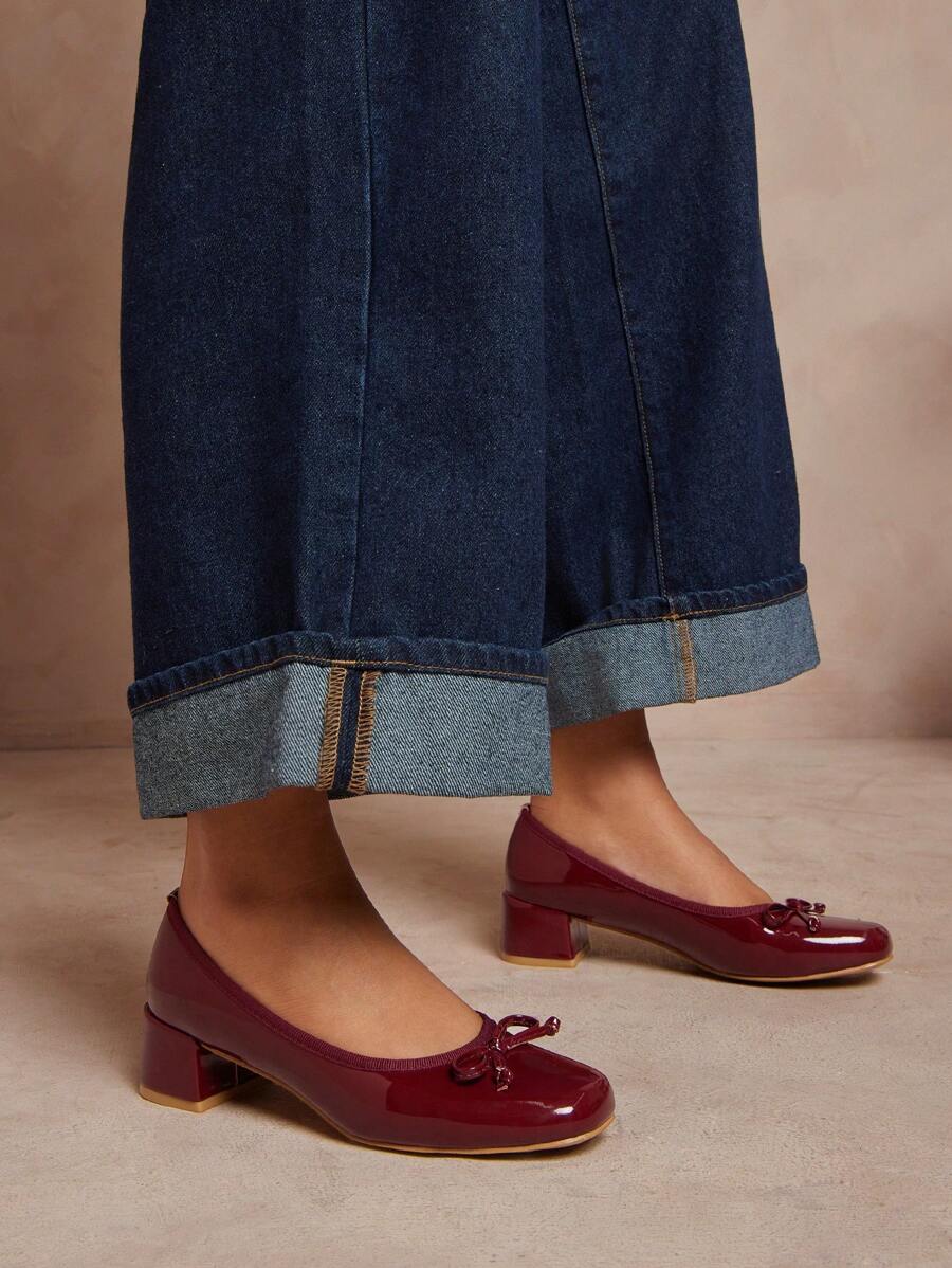 SHEIN SHUZIA Women Shoes Low Chunky Heels Square Toe Pumps Comfortable ...