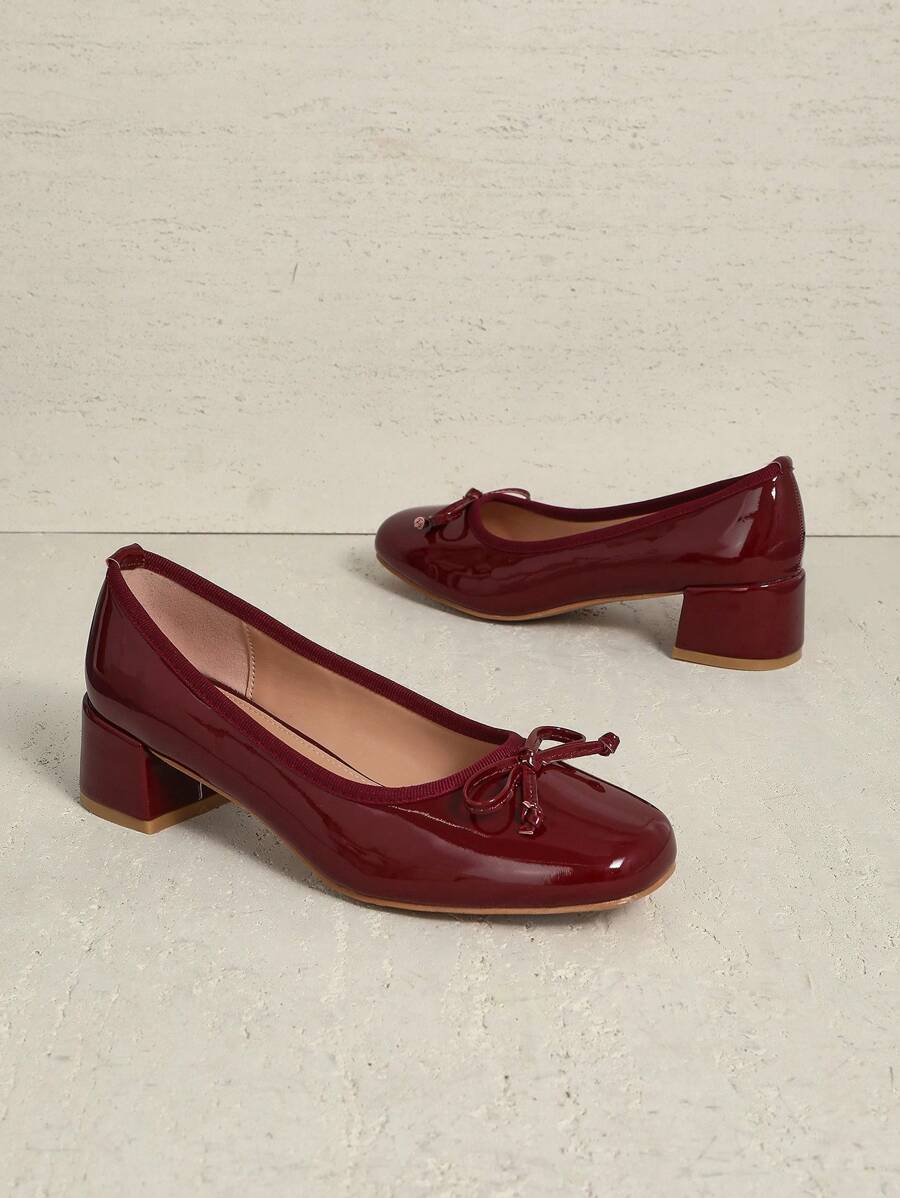 SHEIN SHUZIA Women Shoes Low Chunky Heels Square Toe Pumps Comfortable ...