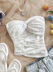 Soleia Women's White Summer Casual Holiday Vacation Knit Fairy Crinkle ...