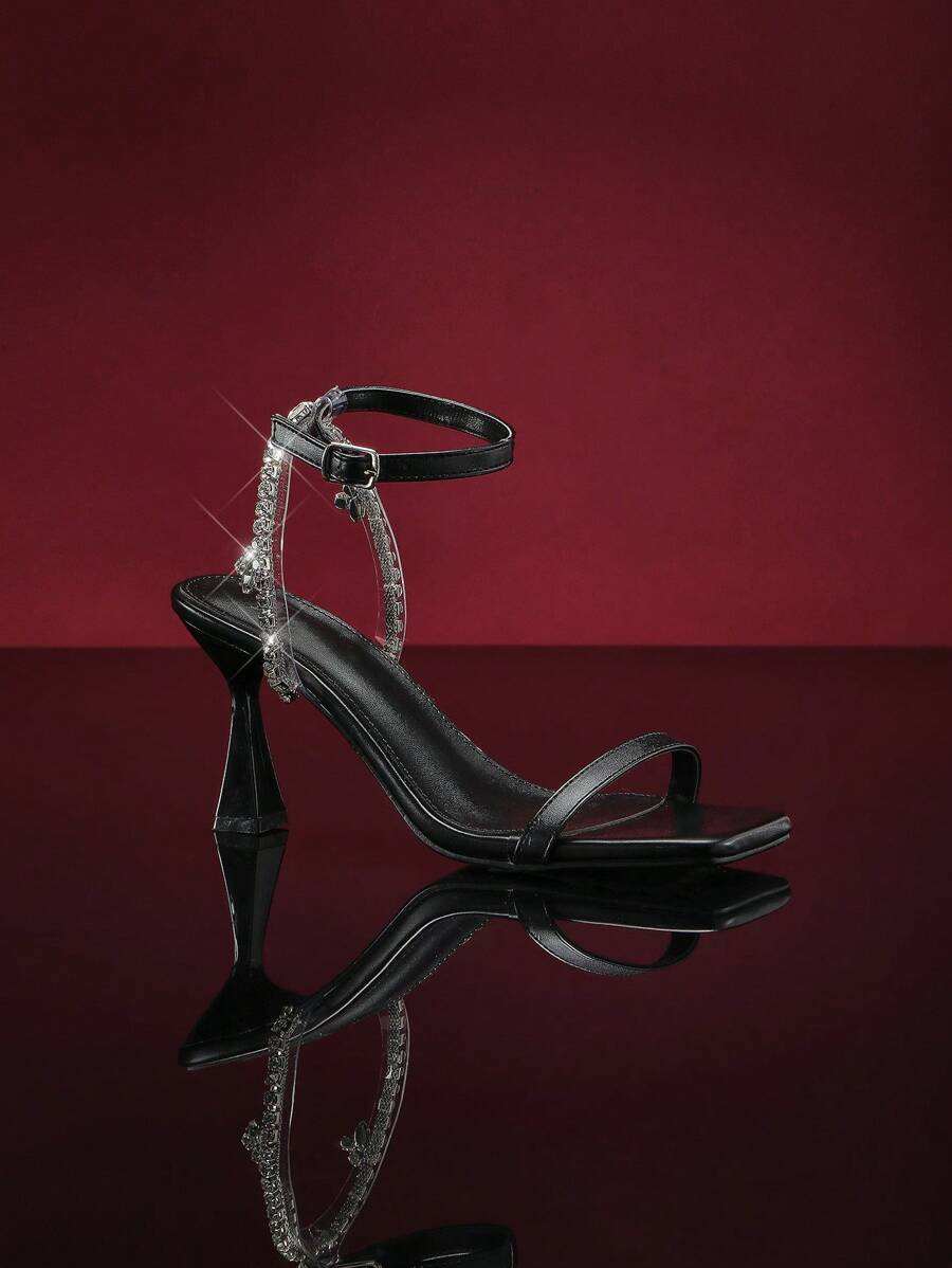 SHUZIA Open Toe Low Heel Black Dress Fashion Shoes Spring Shoes | SHEIN USA