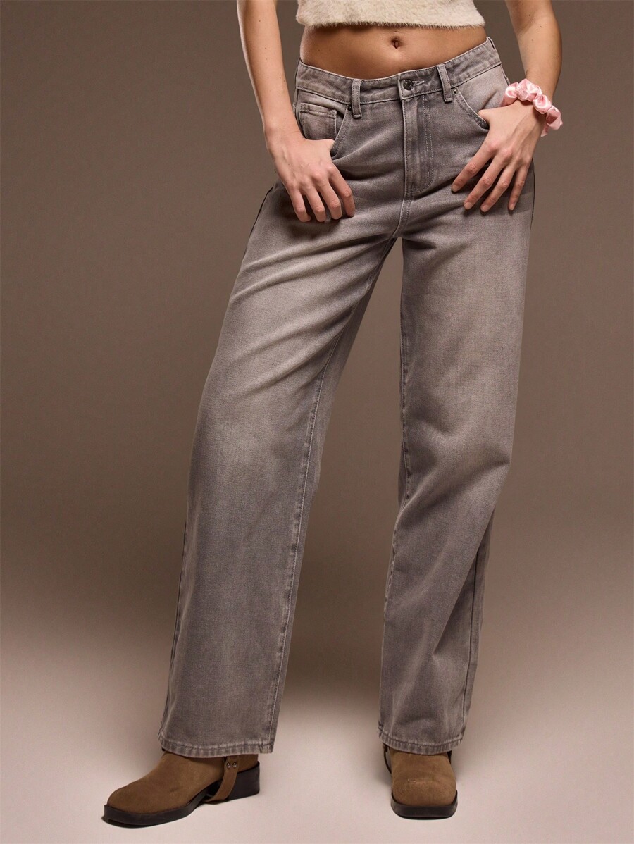 MUSERA Low Rise Wide Leg Washed Denim Jeans Easter Spring Street Style ...