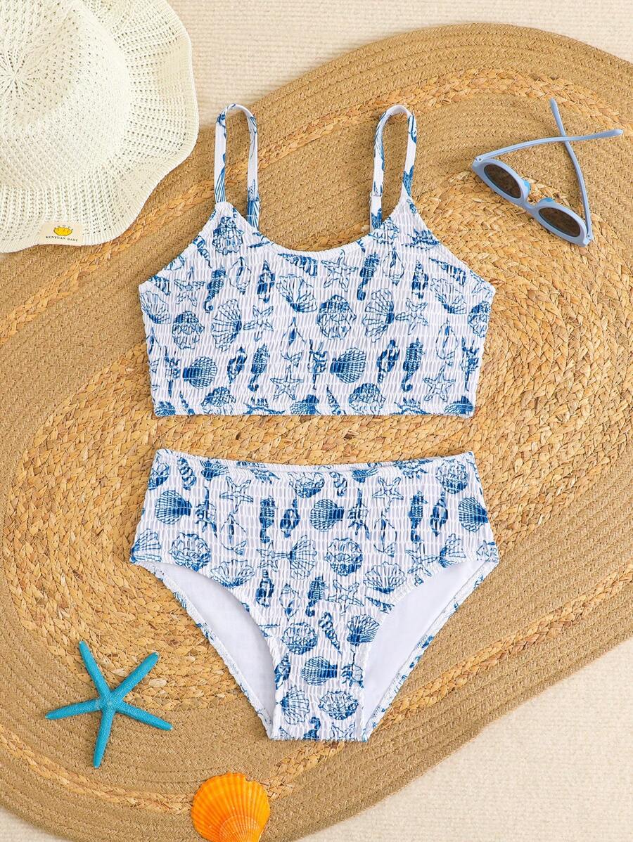 SHEIN Set di bikini plissettati con stampa di animali marini per ...