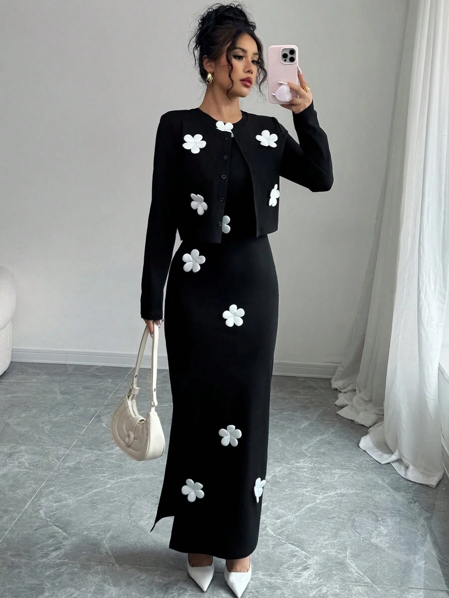 SHEIN PETITE Conjunto de 2 piezas elegante de body con estampado floral ...