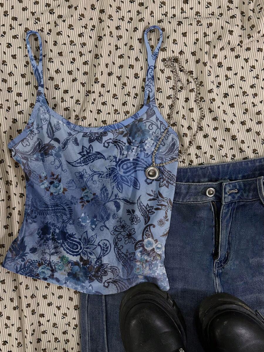 Attitoon Women Casual Sexy Vintage Curly Ditsy Floral, Vintage Textured ...