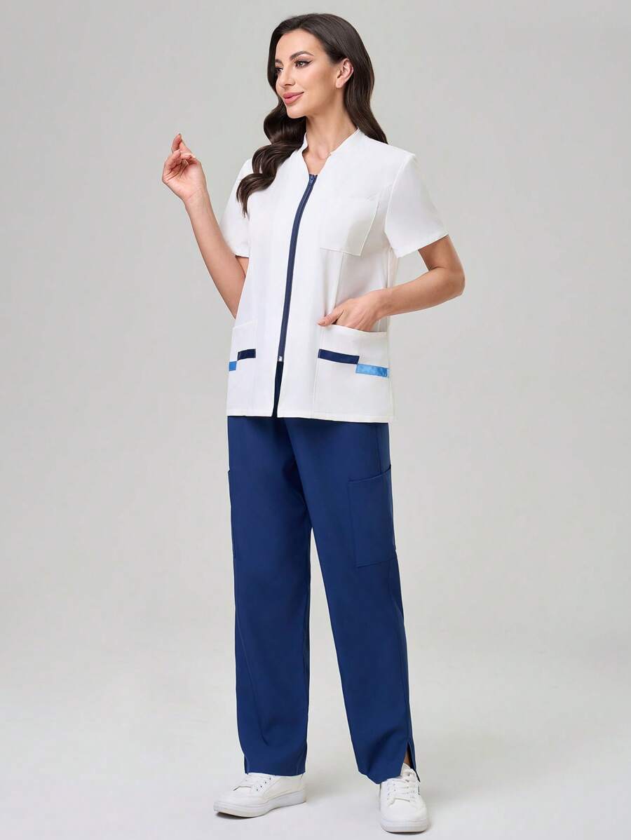 SHEIN TaskFit Healthcare Scrub Uniform Set, Short Sleeve Shirt And ...