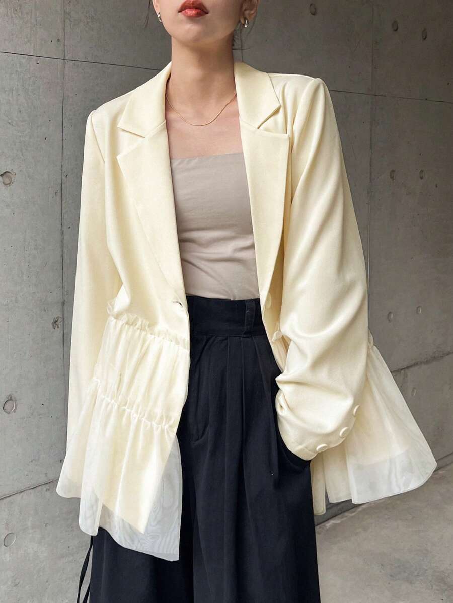 FRIFUL Chaqueta tipo blazer holgada de color albaricoque para mujer ...