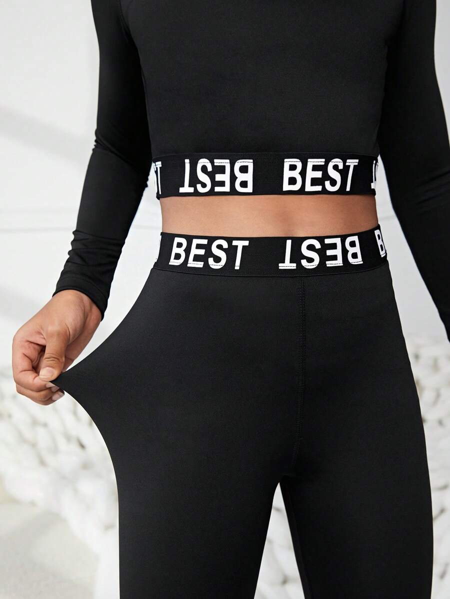 SHEIN Tween Girls Casual Knit Crew Neck Slim Fit Long Sleeve Athleisure ...