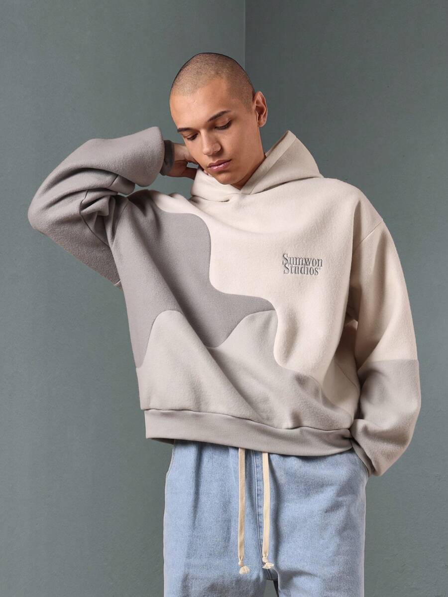 SUMWON Sumwon Studios Premium Oversized Pullover Hoodie Color Block ...