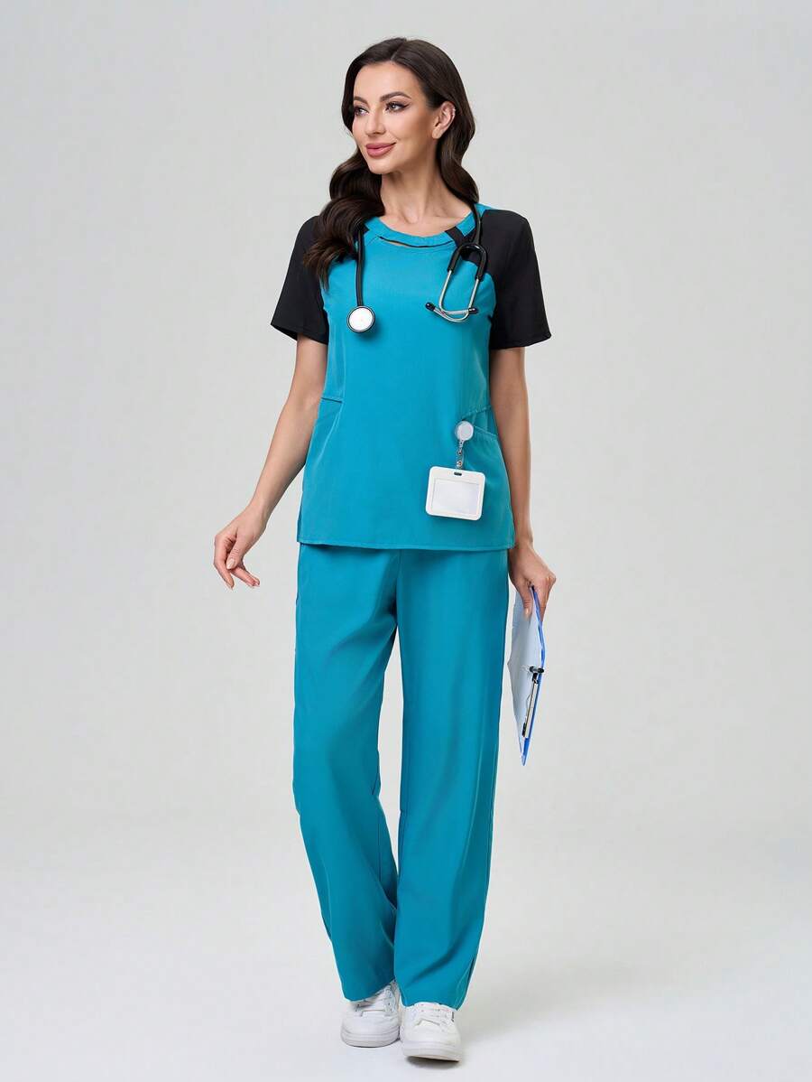 SHEIN TaskFit SHEIN TaskFit Women's Contrast Green Color Patch Pocket ...