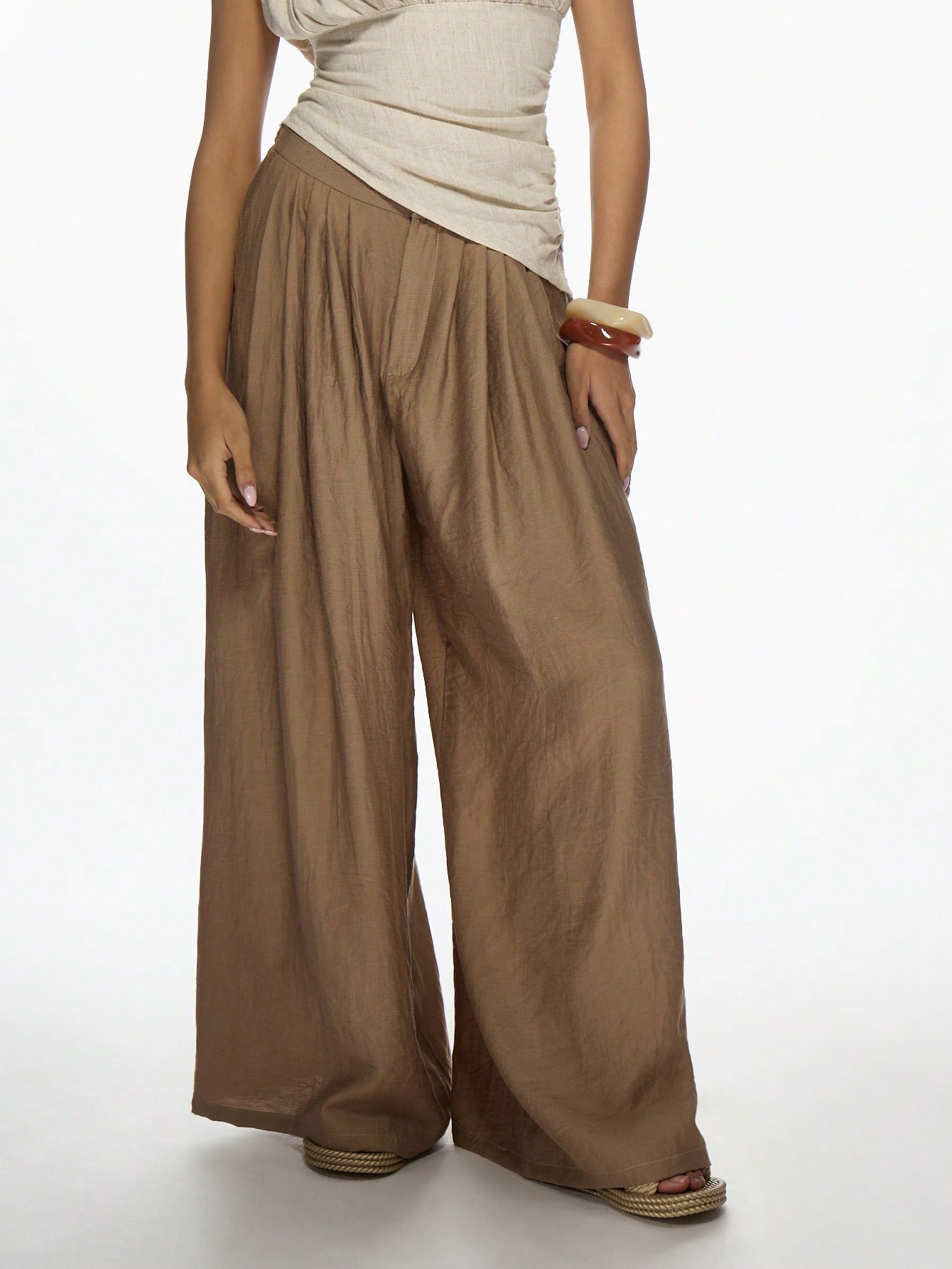 MISSGUIDED Linen Palazzo Wide Leg High Waist Pants｜MISSGUIDED