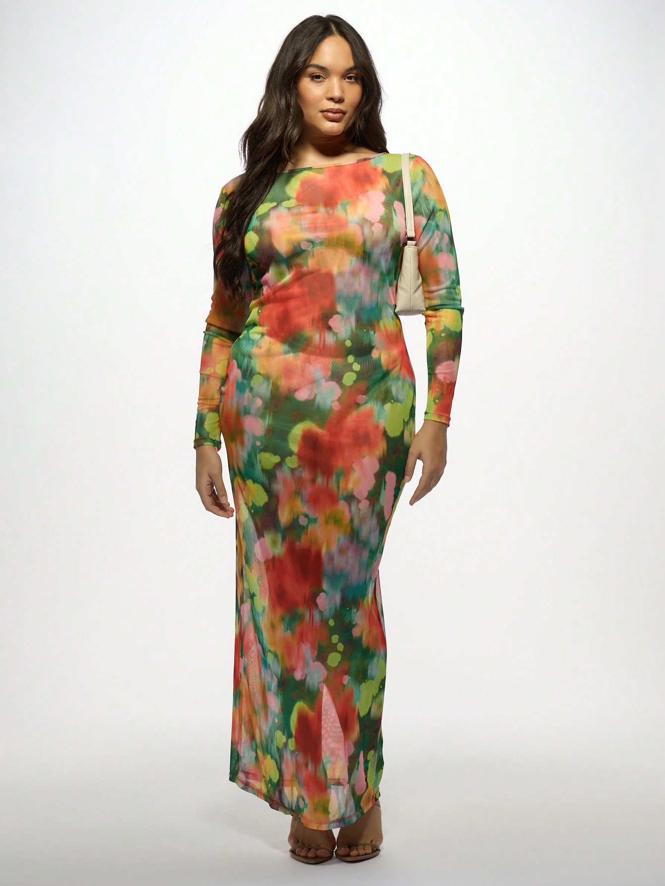 MISSGUIDED PLUS Plus Print Long Sleeve Maxi Dress｜MISSGUIDED