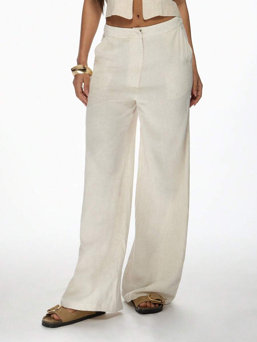 MISSGUIDED Luxury Linen Wide Leg Palazzo Pants Resort Wear Beach ...