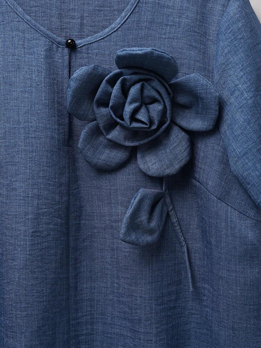 SHEIN LUNE Damen 2025 Neues Modell handgefertigte Lässig Bluse mit 3D ...