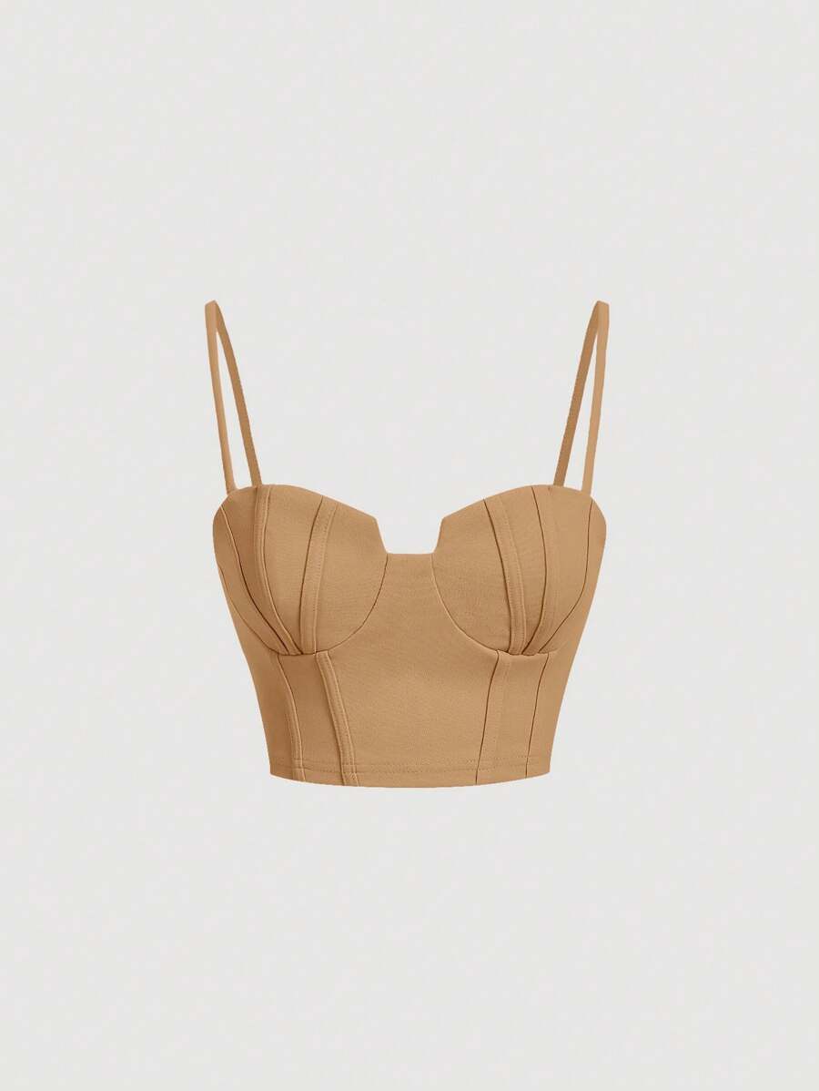 SHEIN MOD Camel Conch Corset Mermaid Core Solid Bustier Corset ...