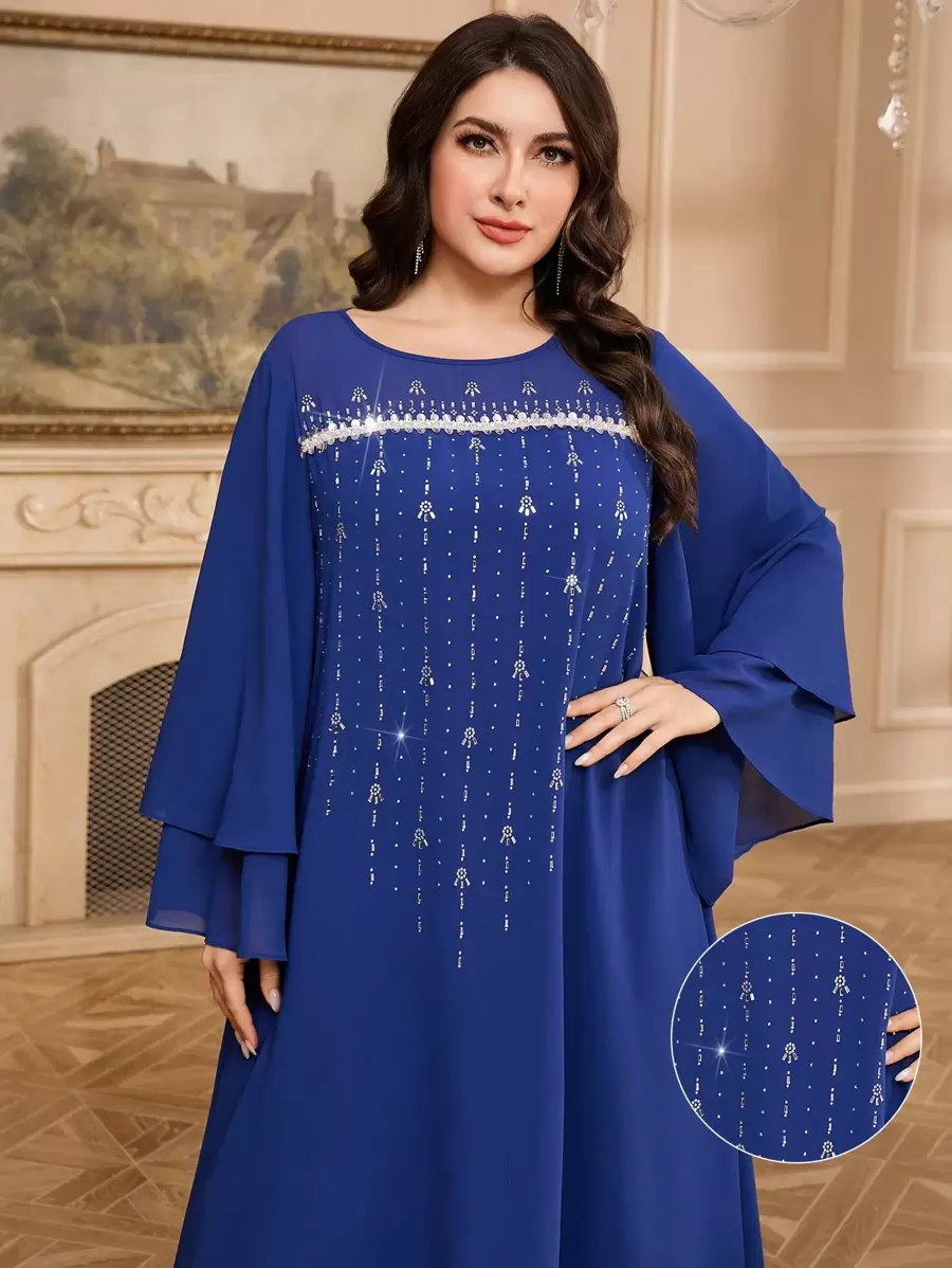 SHEIN Najma CURVE Plus Size Women Elegant Crystal Embellished Bell ...