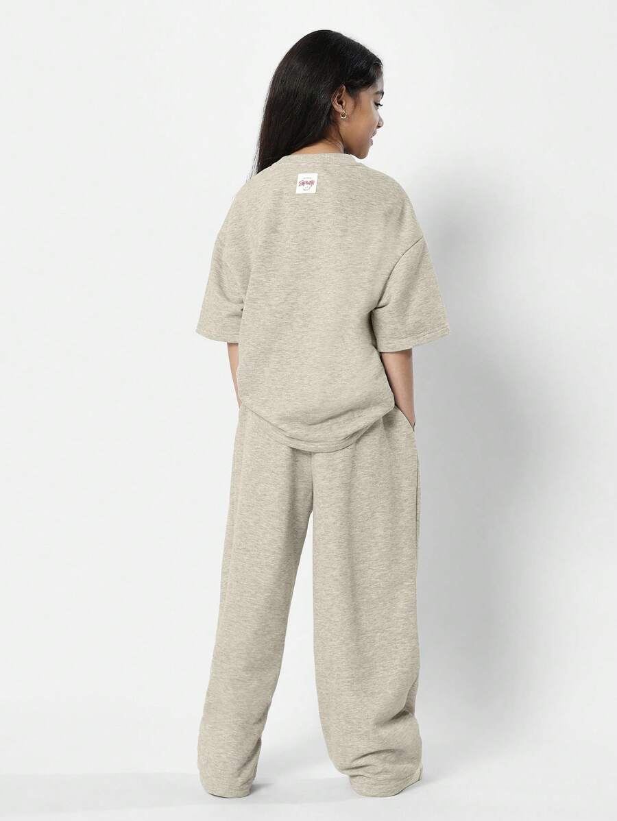 SUMWON Tween Girls Oversized Fit Drop Shoulder And Straight Fit Jogger ...