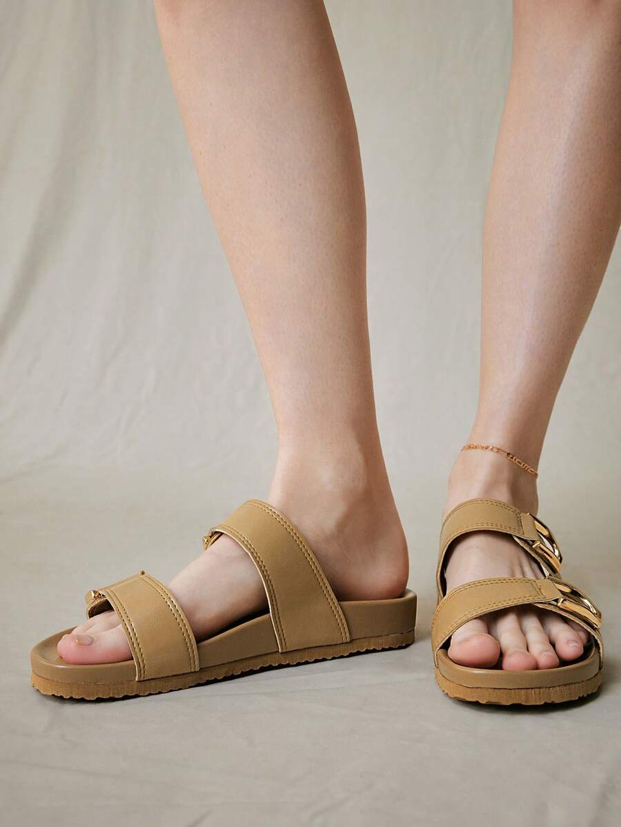 Solecia Women's Fashion Open Toe Brown Casual Lace-Up Comfortable Flat ...