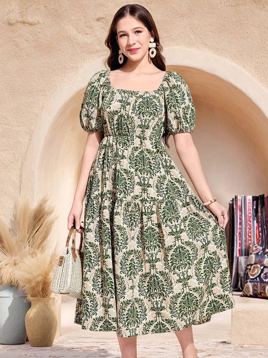 SHEIN Teen Girl Spring & Summer Green Casual Holiday Traditional ...