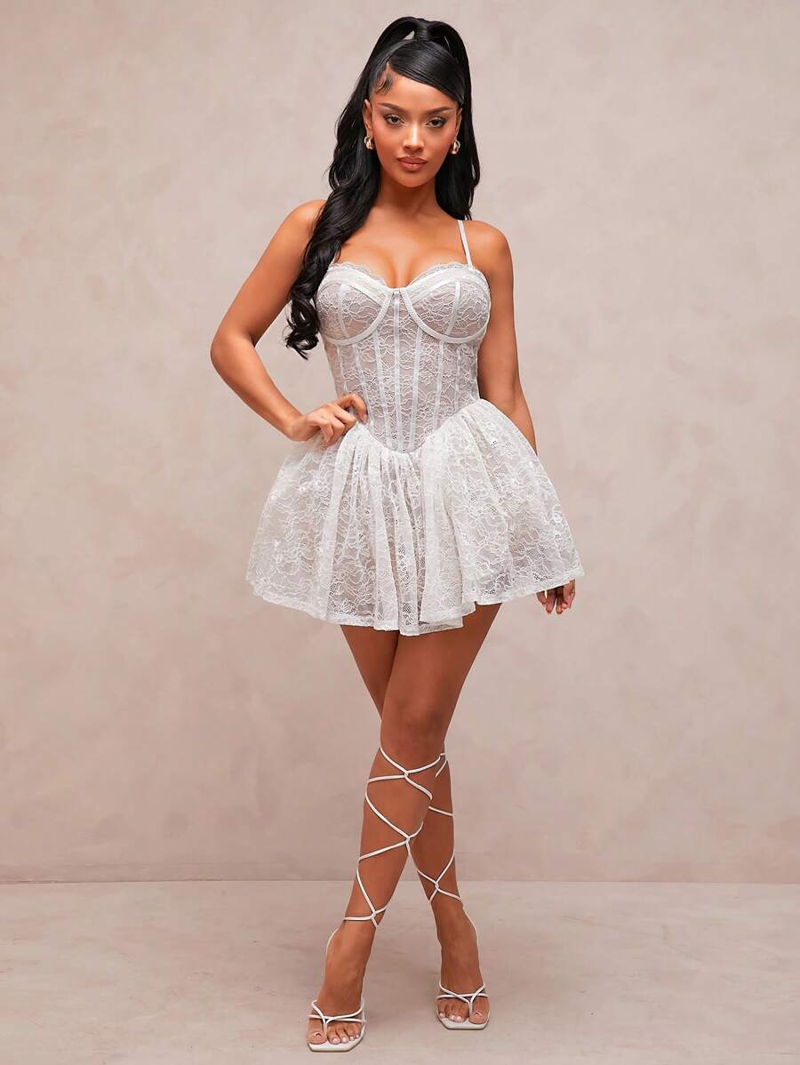 SHEIN SXY White Summer 70s Party Prom Dress,Elegant Retro Palace Style ...