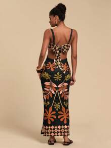 Travachic Women's Simple Black Floral Print Casual Long Dress With Wide ...