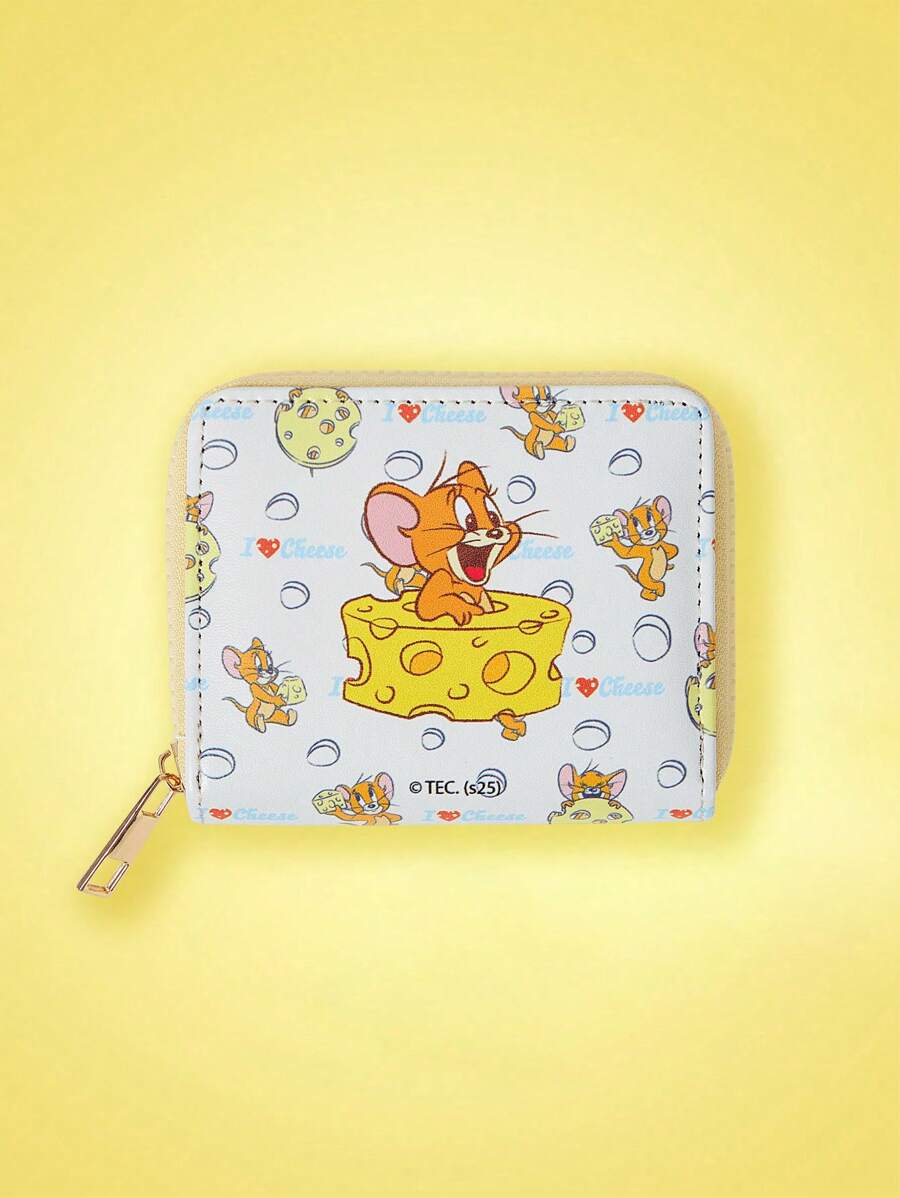 TOM & JERRY X SHEIN White Cute Mouse & Cheese Print For Women Wallet ...