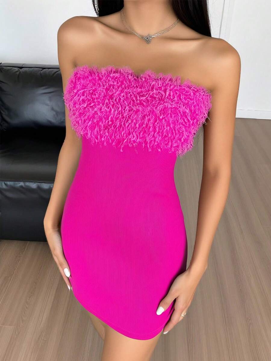 Streecool Kids Elegant Lady-Like Seamless Bodycon Knit Mini Dress With ...