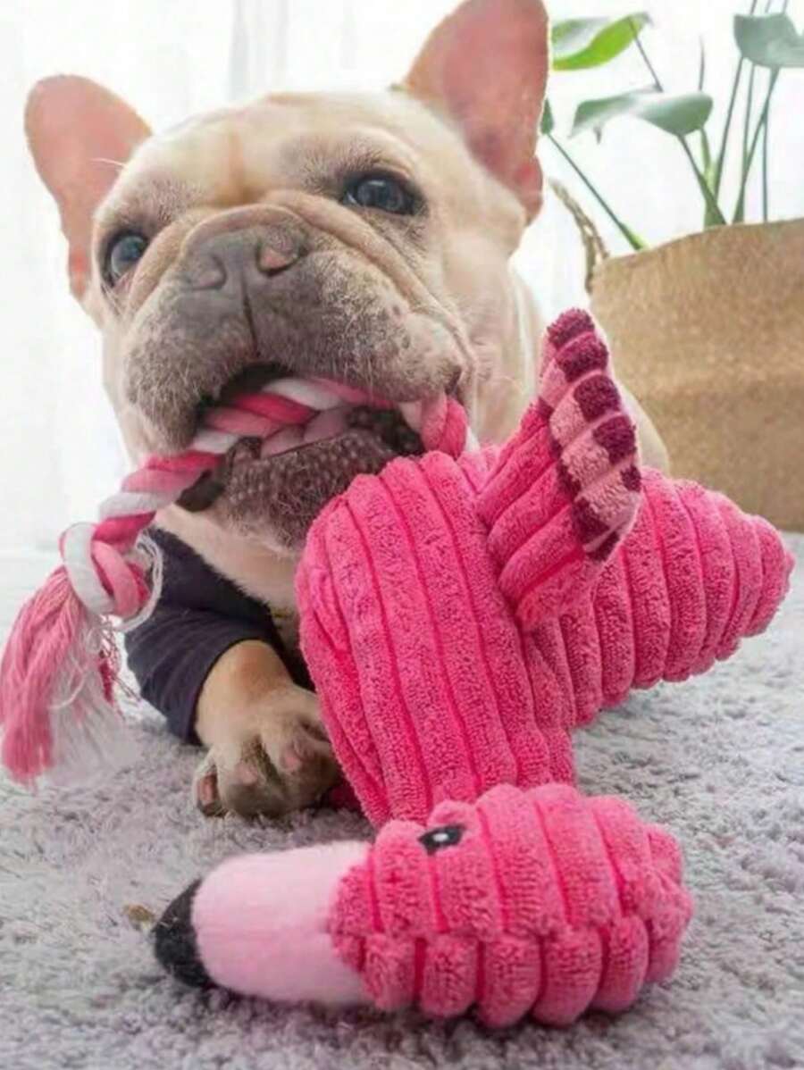 SHEIN 1 pieza Muñeco de perro de peluche con dientes de moler, sonido ...