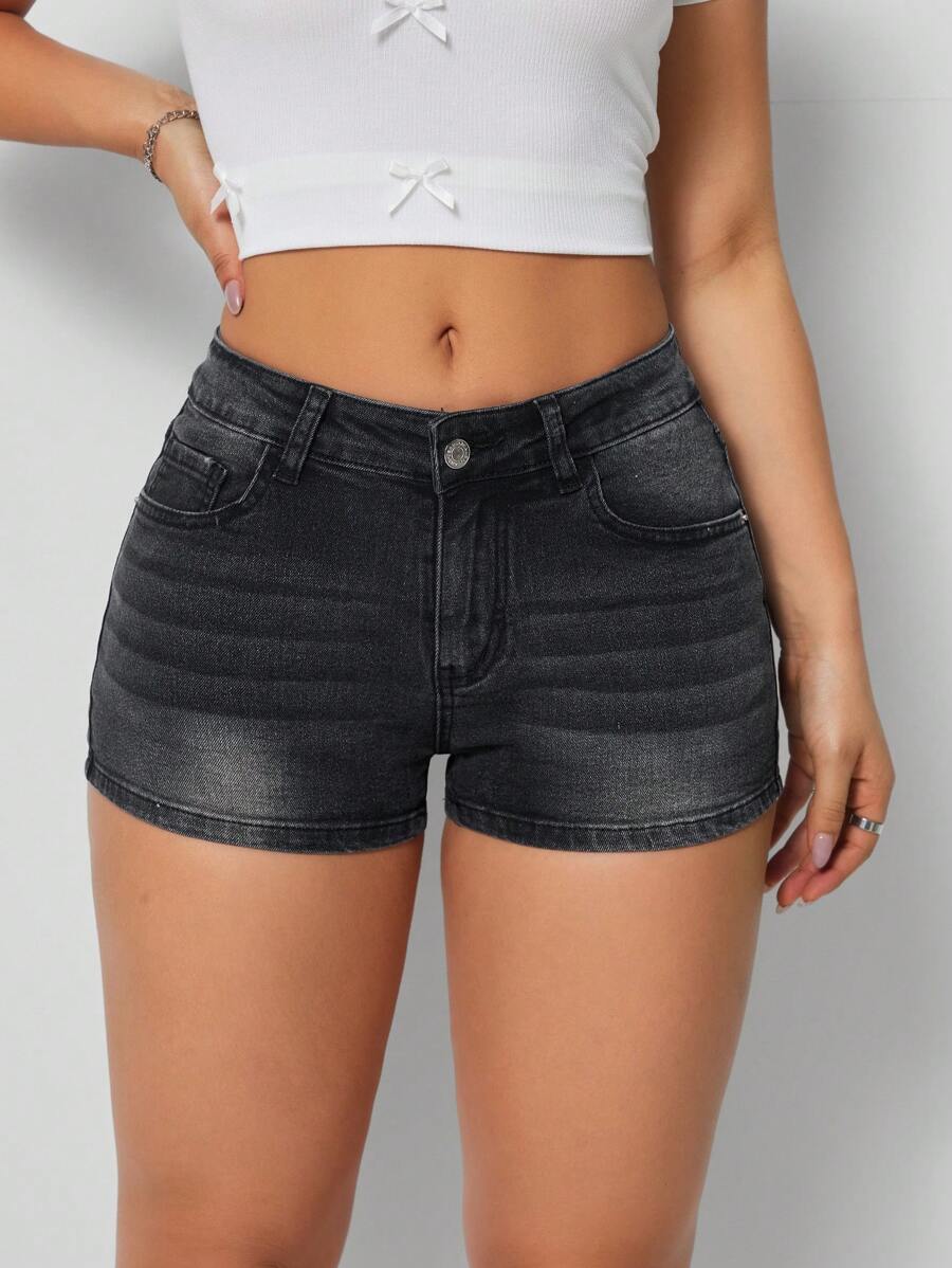 SHEIN Tall Women's Low Waist Washed Denim Ultra-Short Shorts | SHEIN USA