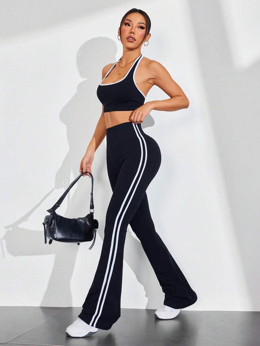 SHEIN Sport Studio Seamless High-Stretch Yoga Tank Top And Wide Leg Pants Fitness Setwomen ...