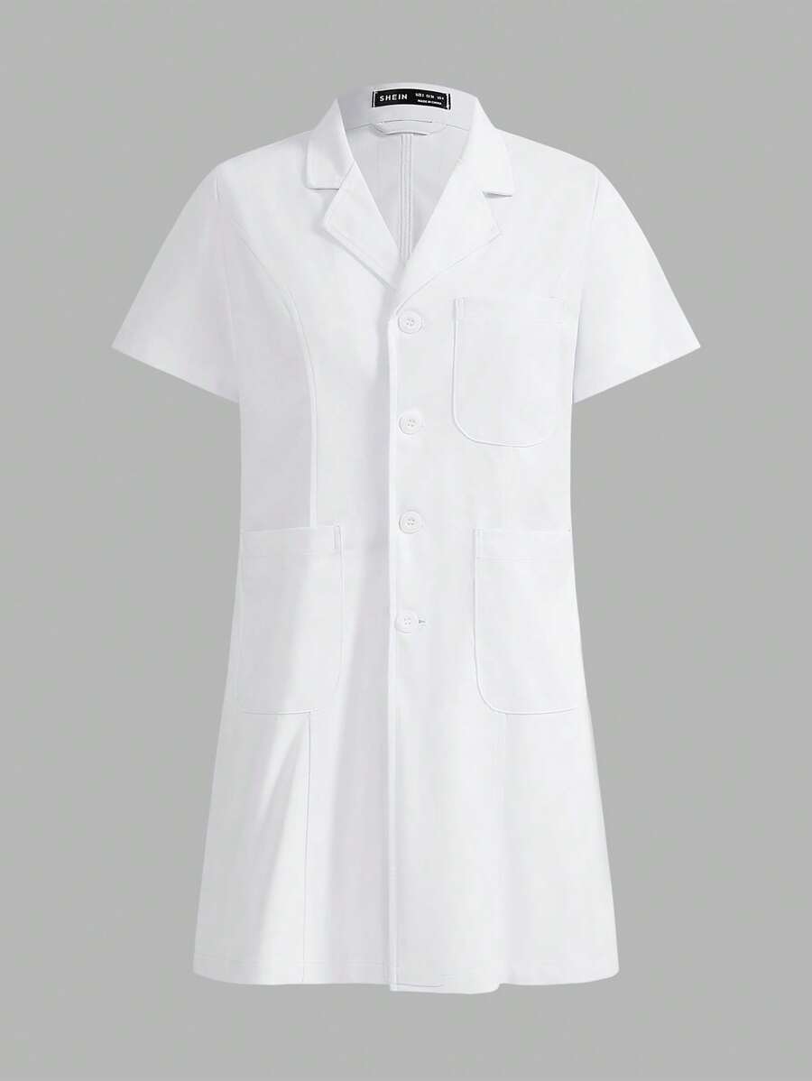 SHEIN TaskFit Short Sleeve Shirt Collar Multiple Pocket Women's ...