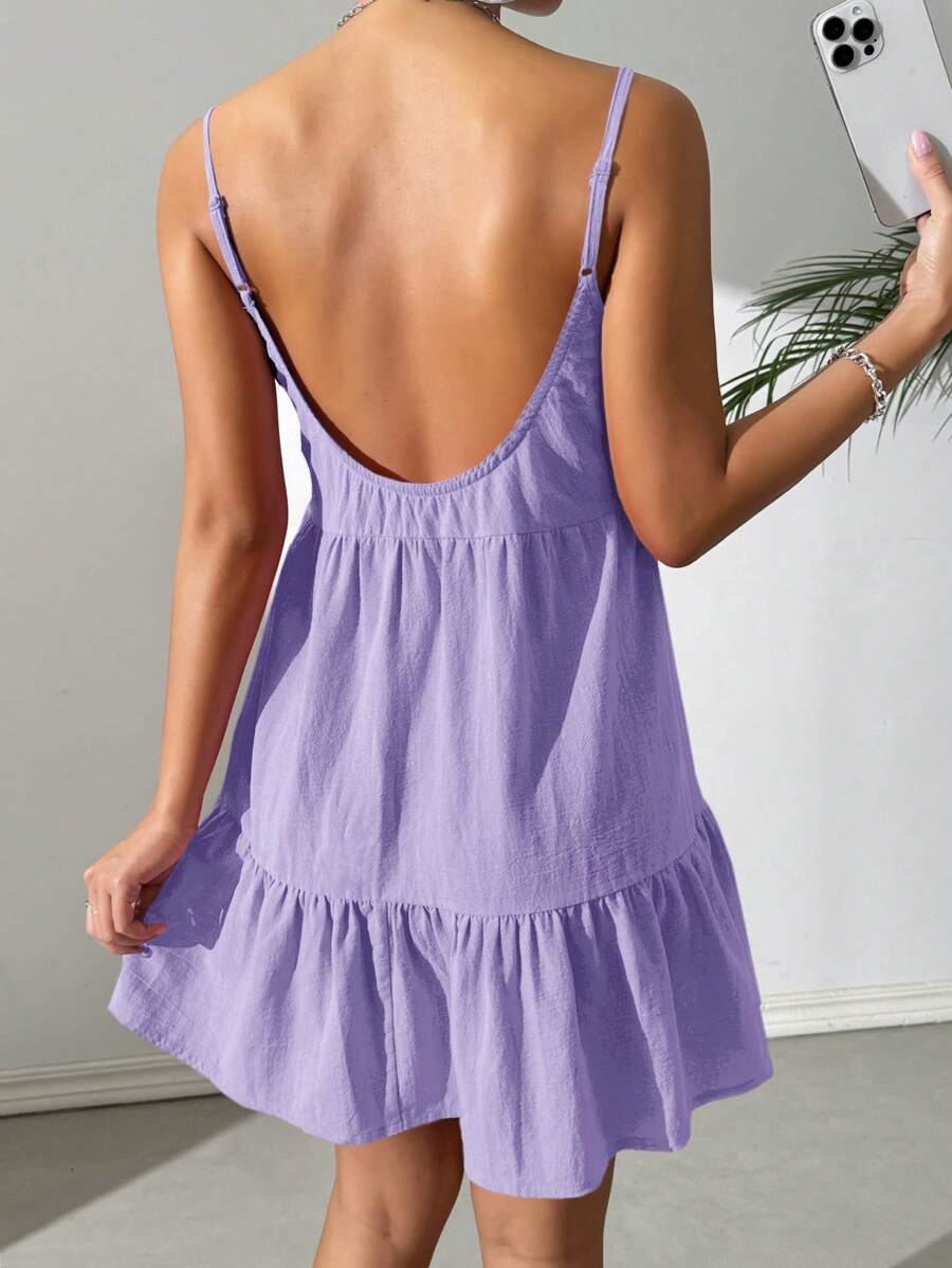 SHEIN EZwear Lilac Casual Slip Dress With Open Back, Spring/Summer ...