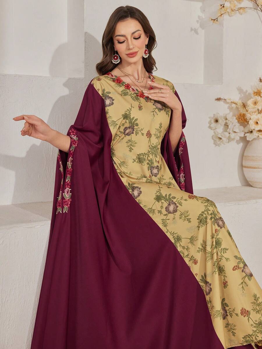 SHEIN Najma 2025 New Dubai Style Loose Retro Cape Retro Printed Turkish ...