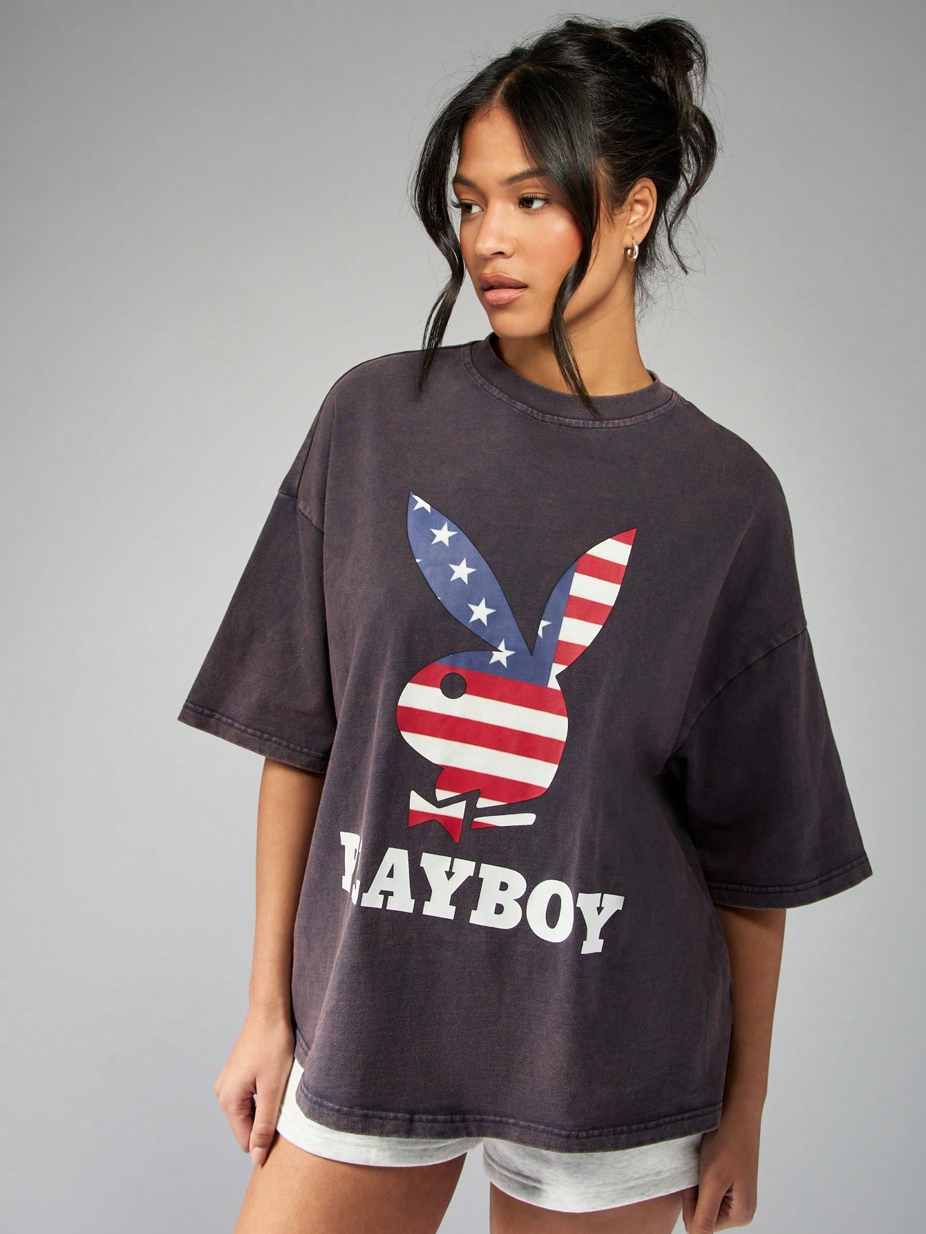 Missguided x Playboy Oversized Graphic Print Vintage Wash T-Shirt ...