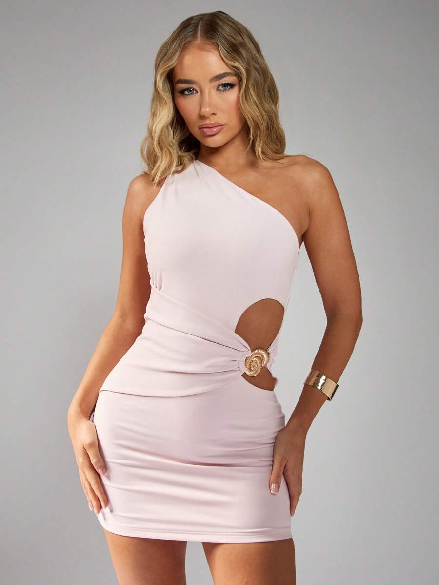 MISSGUIDED One Shoulder Party Cocktail Mini Dress With Cutout Detail ...