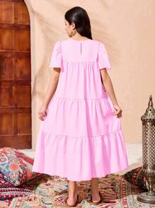 SHEIN Tween Girls ' Loose Floral Long Dress, Sweet Vacation | SHEIN