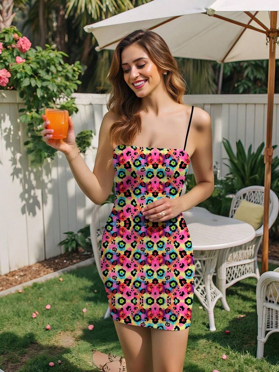 thegypsygoddess Artista Elegante Sexy Leopard Print Slim Fit Spaghetti ...