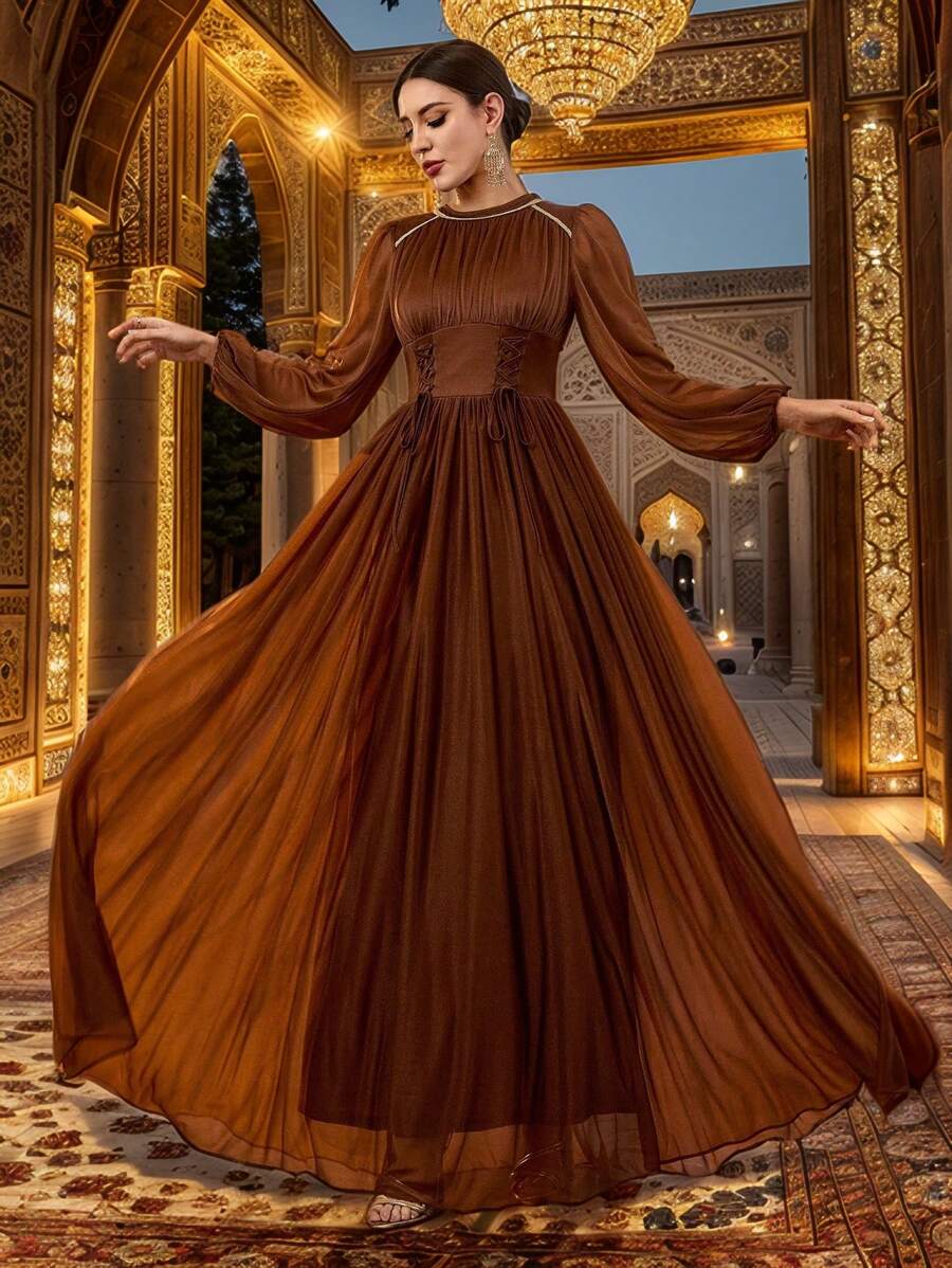 Modelyn Vestido elegante de mujer, mangas largas tipo farol ...