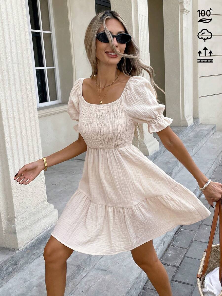 Serisse Women Short Casual Solid Color Mini Dress, Short Sleeve ...