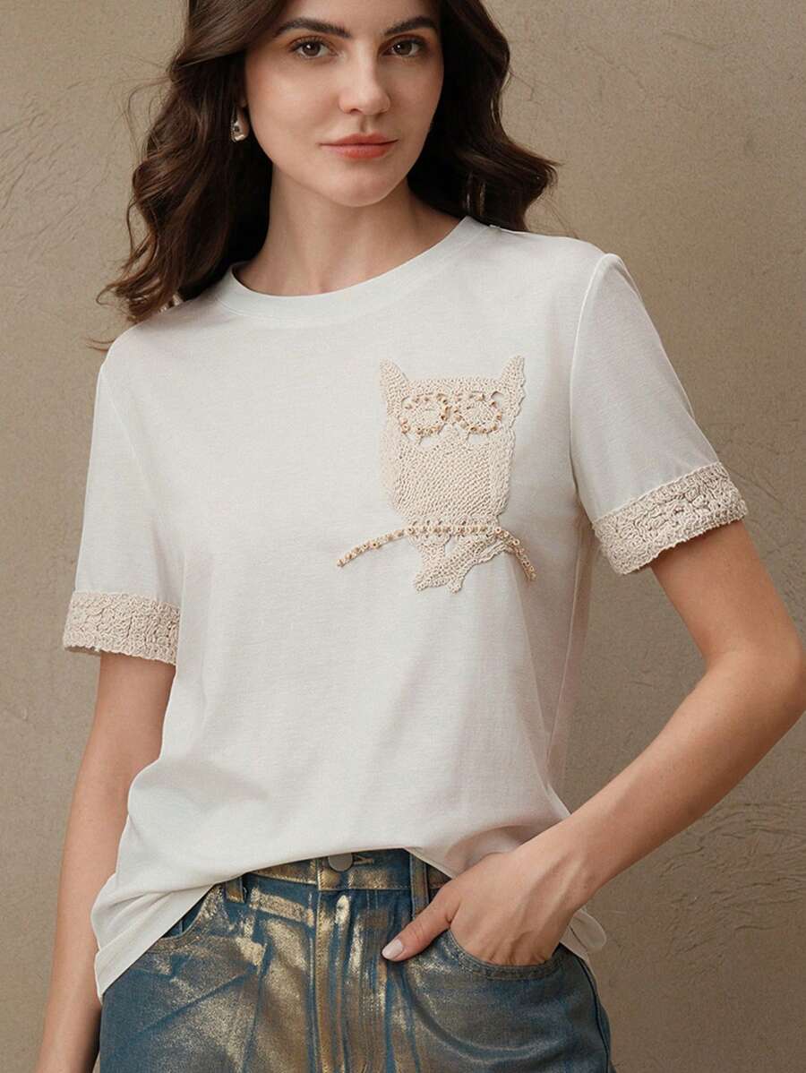 Anewsta Women's Casual Owl Pattern Hand-Crocheted Casual Vacation ...